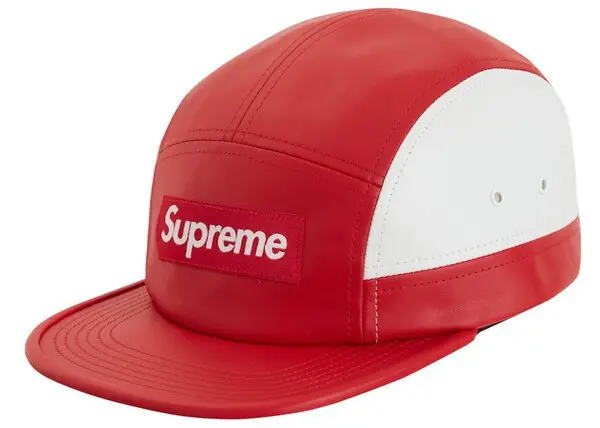 Supreme Leather Camp Cap - Red