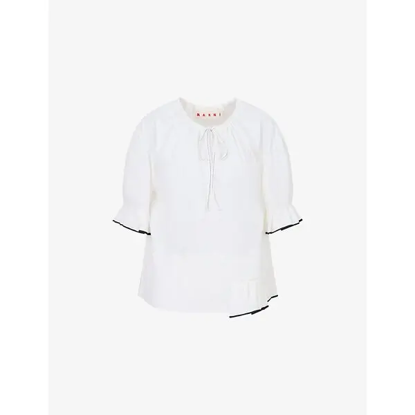 Marni Keyhole-detail Pleated Silk-blend Top