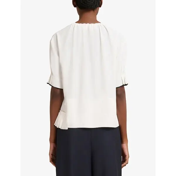 Marni Keyhole-detail Pleated Silk-blend Top