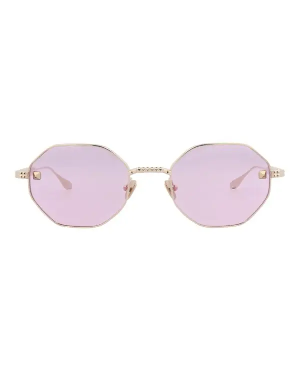 Valentino Garavani Round Frame Sunglasses - Gold Gold Pink (vlx/122a/52)
