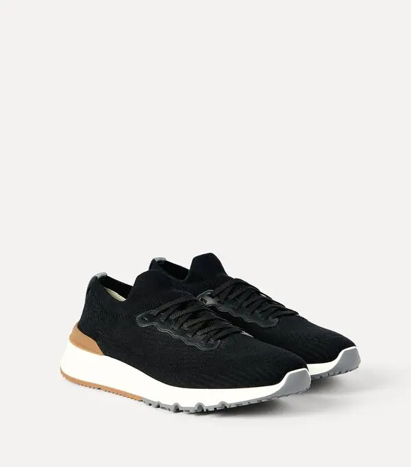 Brunello Cucinelli Cotton Knitted Low-top Sneakers - Black