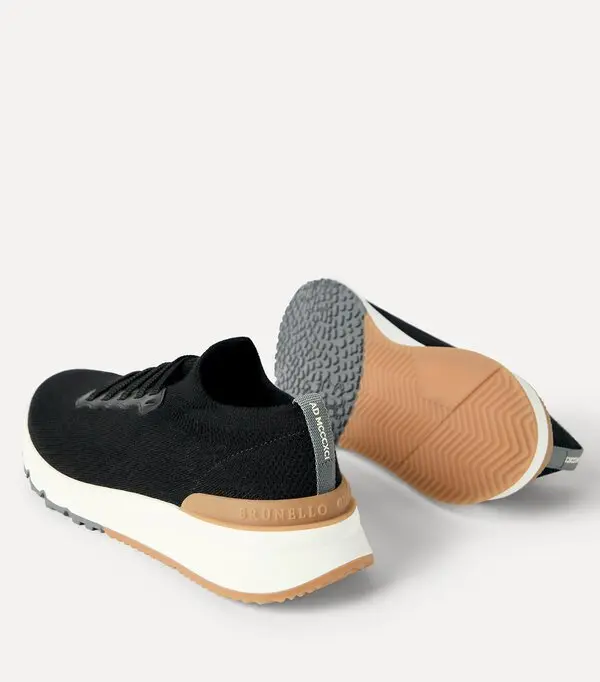 Brunello Cucinelli Cotton Knitted Low-top Sneakers - Black