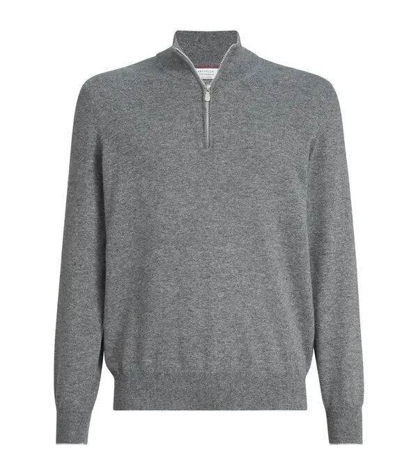 Brunello Cucinelli Cashmere Quarter-zip Pullover - Grey