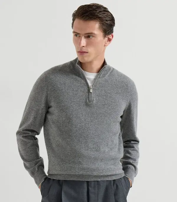 Brunello Cucinelli Cashmere Quarter-zip Pullover - Grey