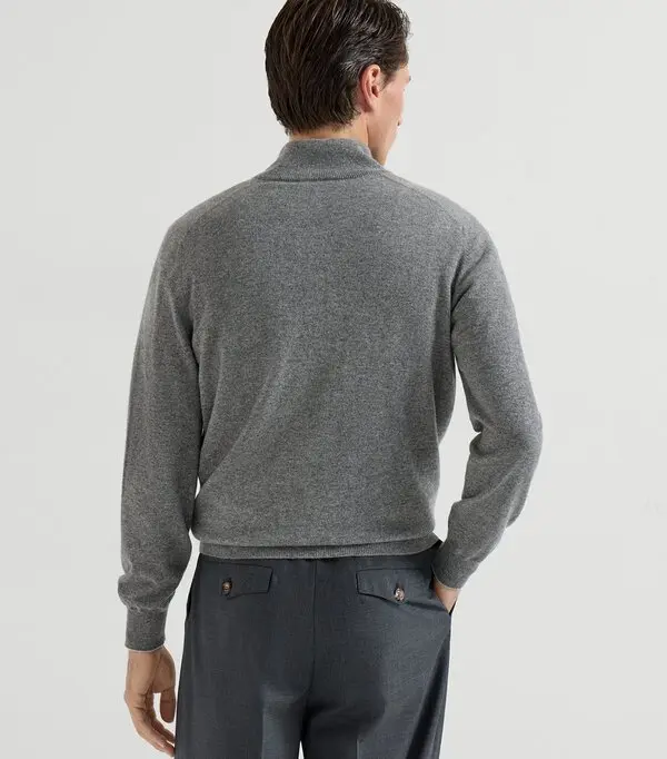 Brunello Cucinelli Cashmere Quarter-zip Pullover - Grey