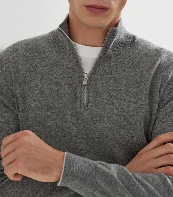 Brunello Cucinelli Cashmere Quarter-zip Pullover - Grey