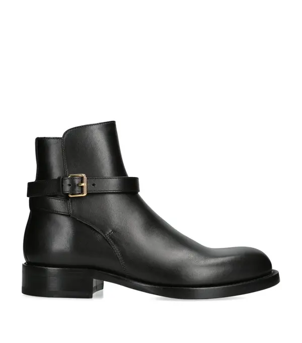 THE ROW Nobilis Leather Ankle Boots - Black