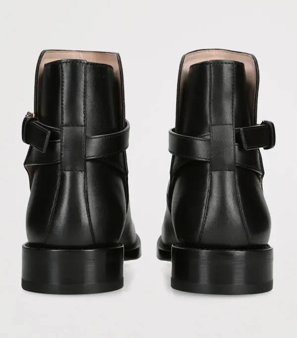 THE ROW Nobilis Leather Ankle Boots - Black