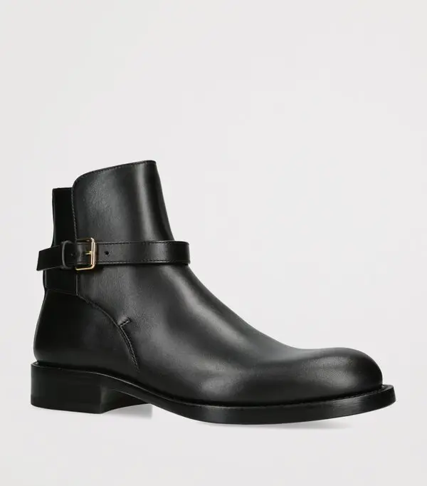 THE ROW Nobilis Leather Ankle Boots - Black