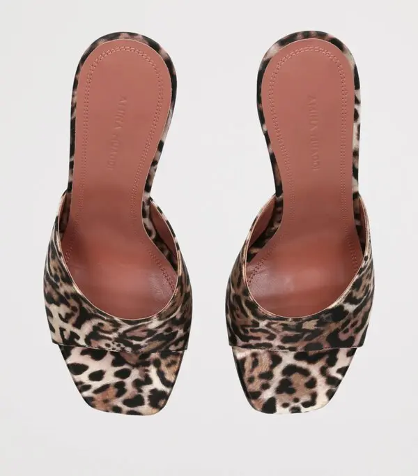 Amina Muaddi Satin Leopard Print Lupita Mules - Brown