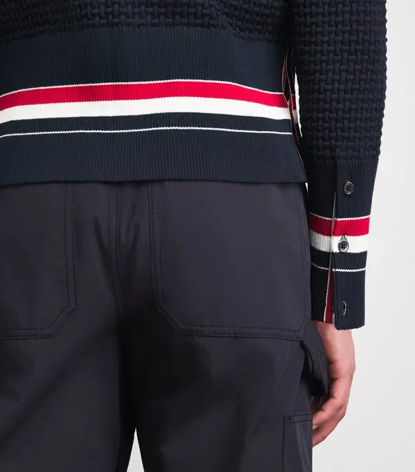 Thom Browne Cotton Ripple-stitch Cardigan - Navy