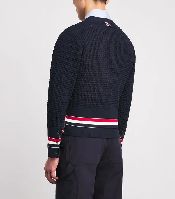 Thom Browne Cotton Ripple-stitch Cardigan - Navy
