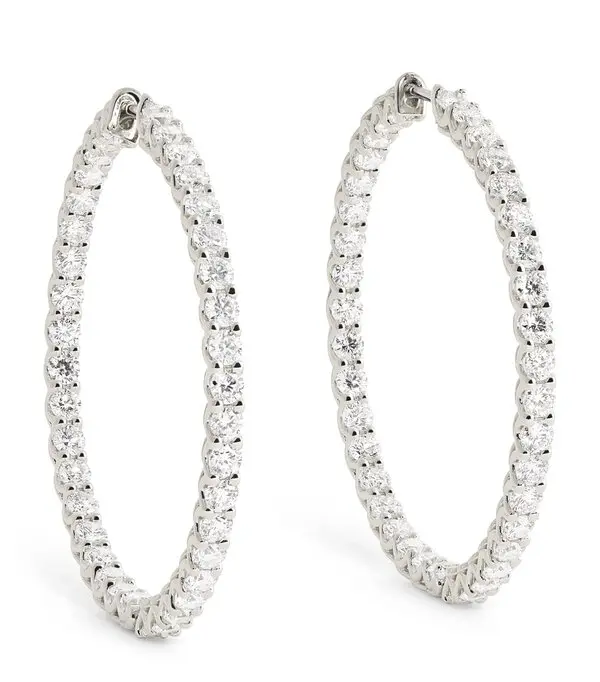 Harrods Diamond Hoop Earrings - White