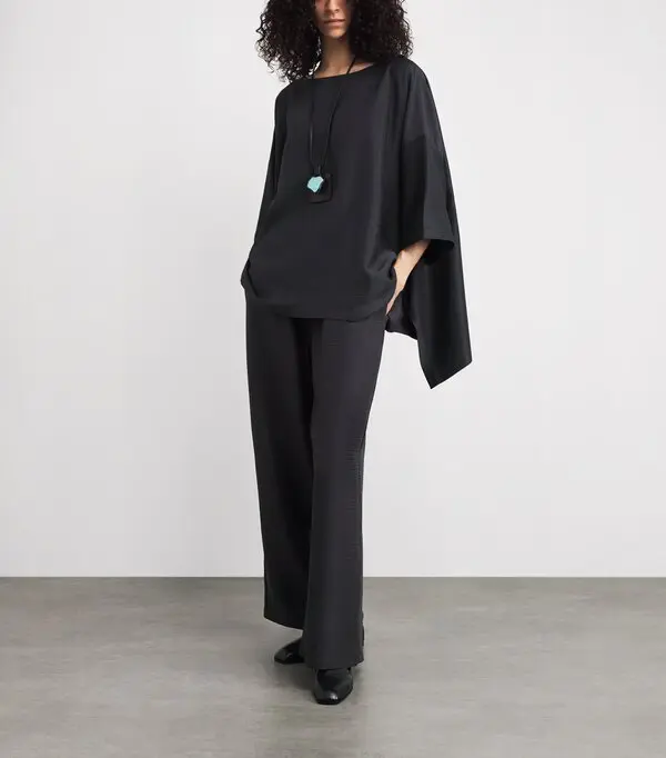 Eskandar Silk Plissé Scoop-neck Top