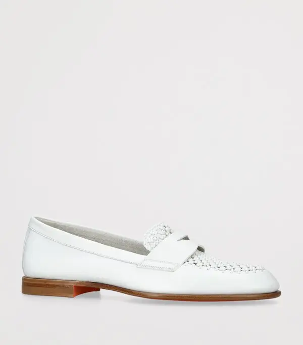 Santoni Leather Luce Loafers - White
