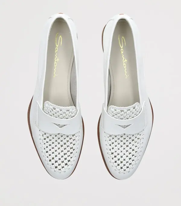 Santoni Leather Luce Loafers - White
