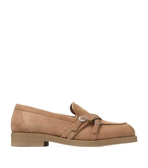 JIMMY CHOO Kalia Suede Loafers - Beige