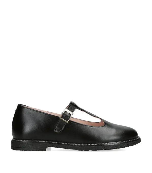 PAPOUELLI Leather Mary Jane Shoes - Black