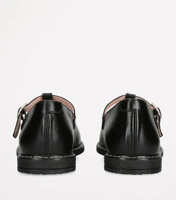 PAPOUELLI Leather Mary Jane Shoes - Black