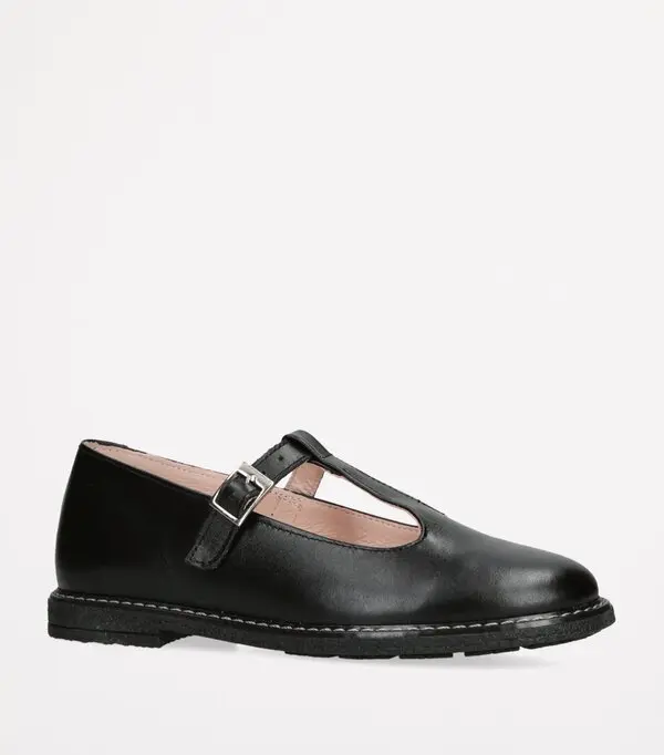 PAPOUELLI Leather Mary Jane Shoes - Black