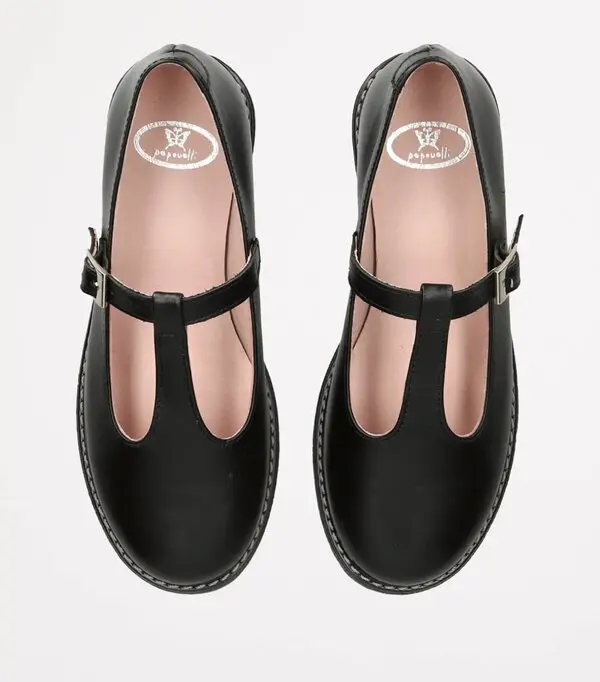 PAPOUELLI Leather Mary Jane Shoes - Black