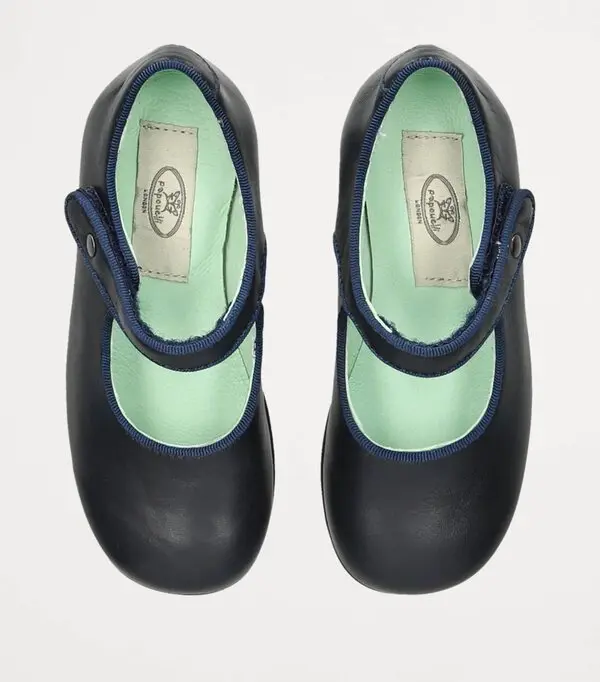 PAPOUELLI Leather Maud Mary Janes - Navy