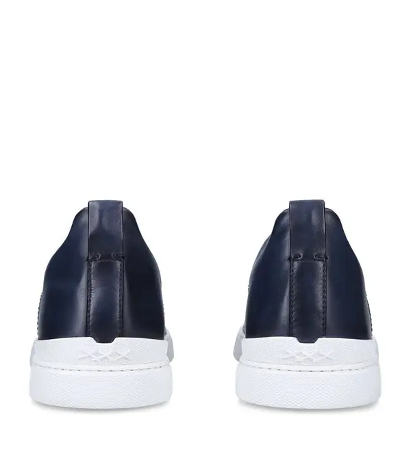 Zegna Crocodile Leather Triple Stitch Sneakers - Navy