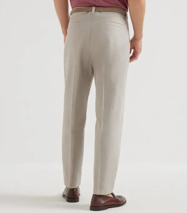 Brunello Cucinelli Cotton-linen Panama Trousers - Brown