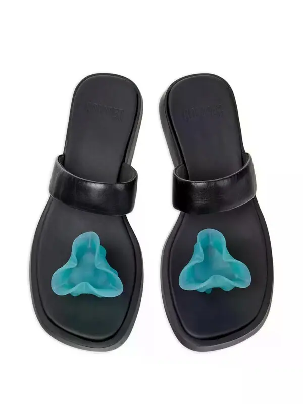 Camper Dana Floral-appliqué Sandals - Black