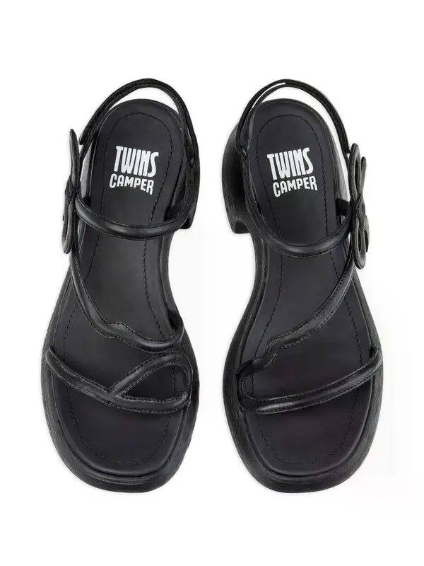 Camper Thelma Twins Bow-detail Leather Sandals - Black