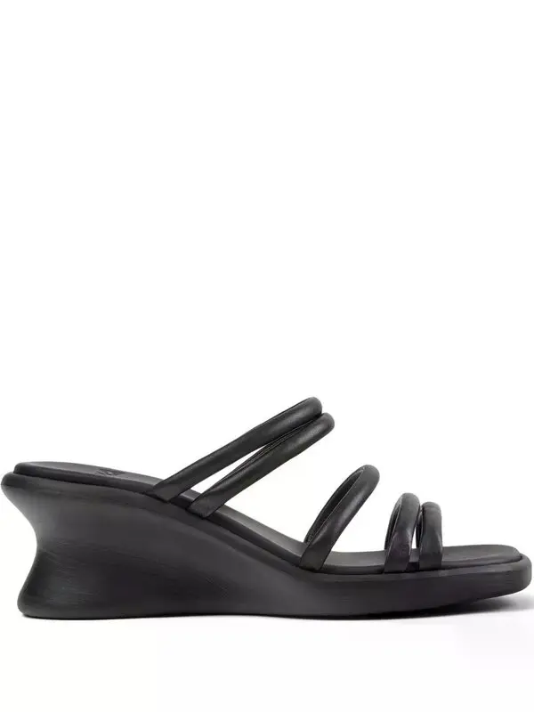 Camper Strap-detail Wedge Sandals - Black