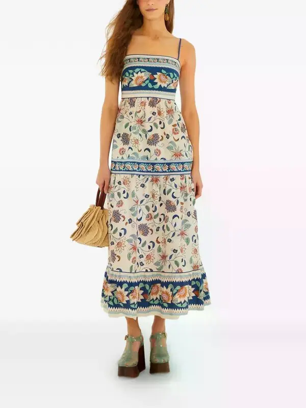 Farm Rio Floral Tapestry Madi Dress - Neutrals