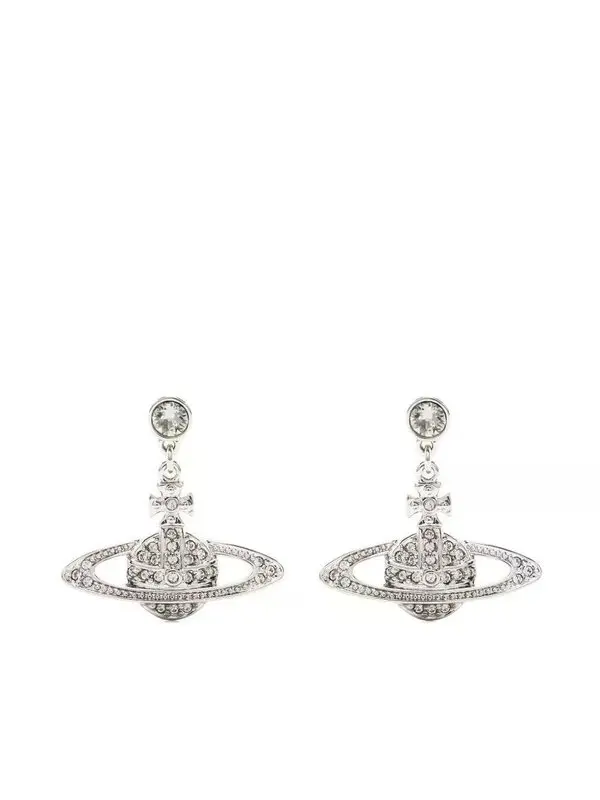 VIVIENNE WESTWOOD Mini Bas Orb-plaque Brass Earrings - Silver