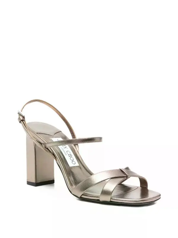 JIMMY CHOO Elsy Block Heel 85 Sandals - Brown