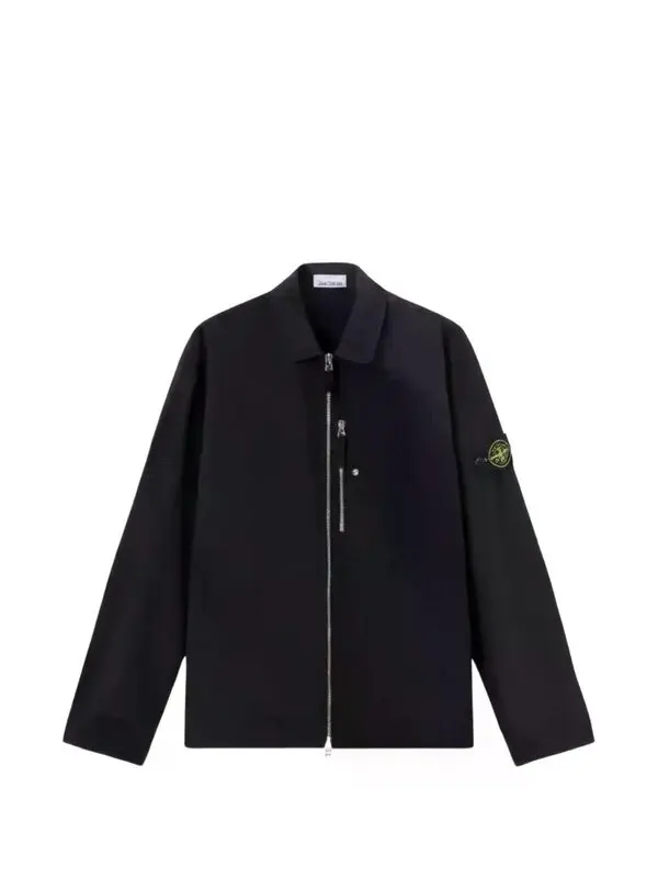 Stone Island Regular-fit Overshirt With Zip Pocket - Black