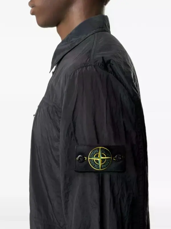 Stone Island Regular-fit Overshirt With Zip Pocket - Black