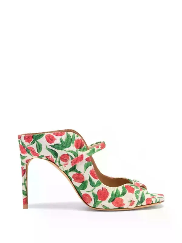 MALONE SOULIERS Floral Print T-strap Sandals - White