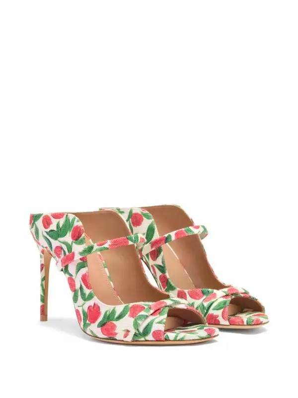 MALONE SOULIERS Floral Print T-strap Sandals - White