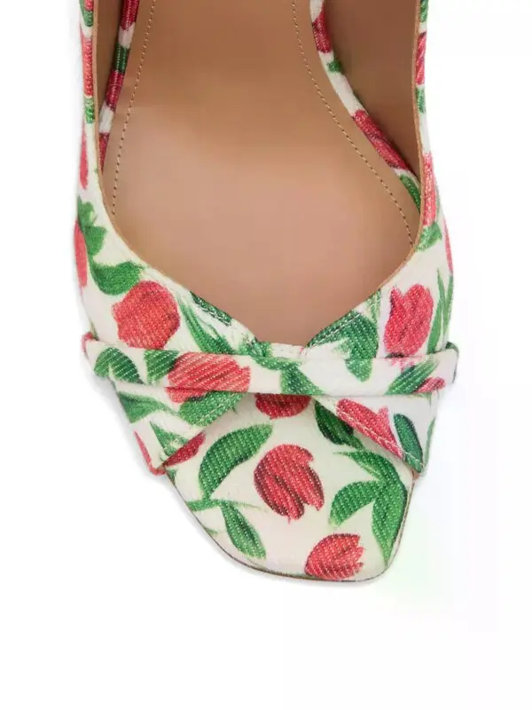 MALONE SOULIERS Floral Print T-strap Sandals - White