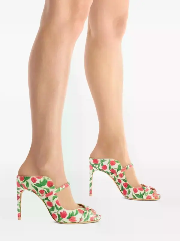 MALONE SOULIERS Floral Print T-strap Sandals - White