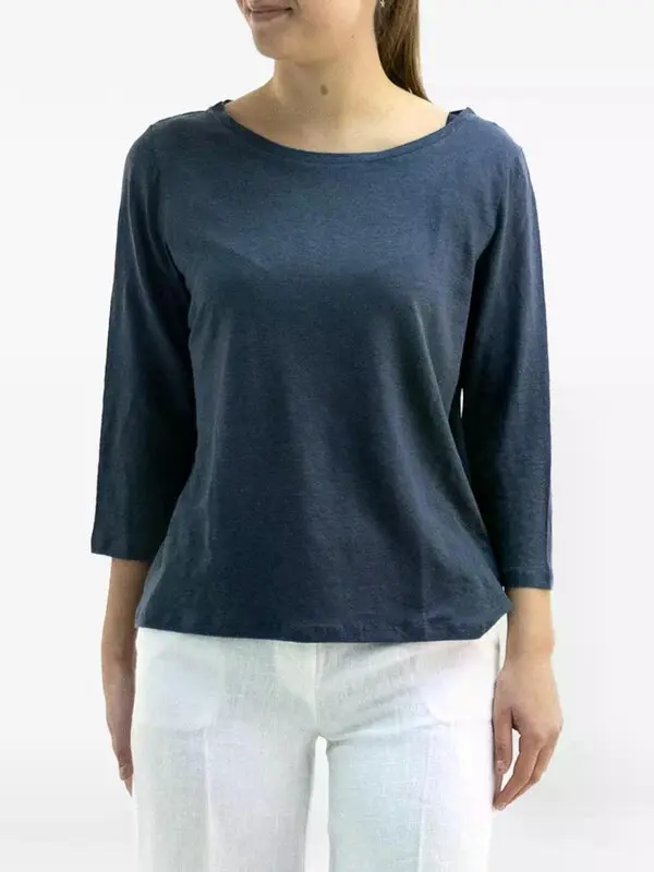 Majestic Filatures Knit Boat Neck Top - Blue