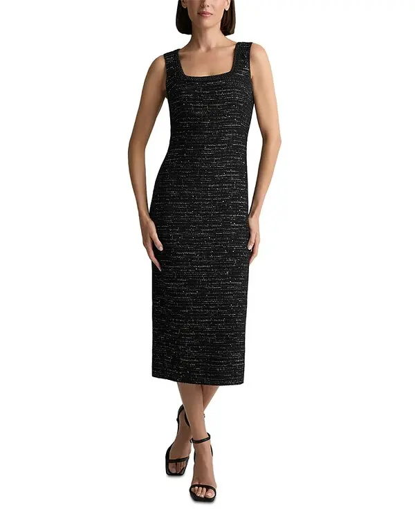 St. John Cannes Tweed Sheath Dress - Black/multi