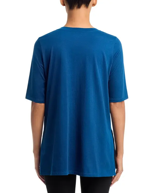 Eileen Fisher Crewneck Elbow Sleeve Easy Tunic - Atlantic