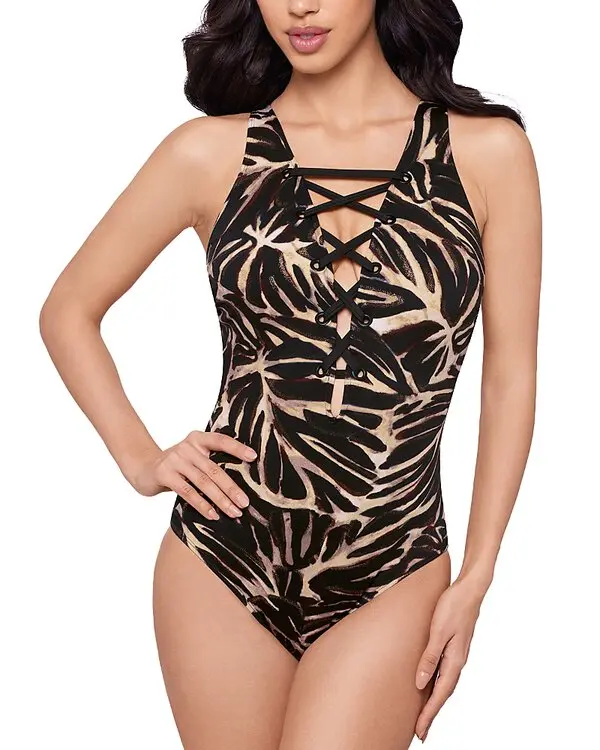Magicsuit Desert Mirage Steffi Lace Up One Piece Swimsuit - Black/multi