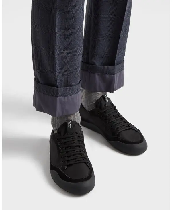 Prada Speedrock Re-nylon And Suede Sneakers - Black