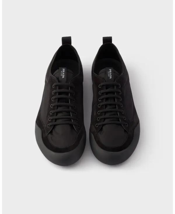 Prada Speedrock Re-nylon And Suede Sneakers - Black