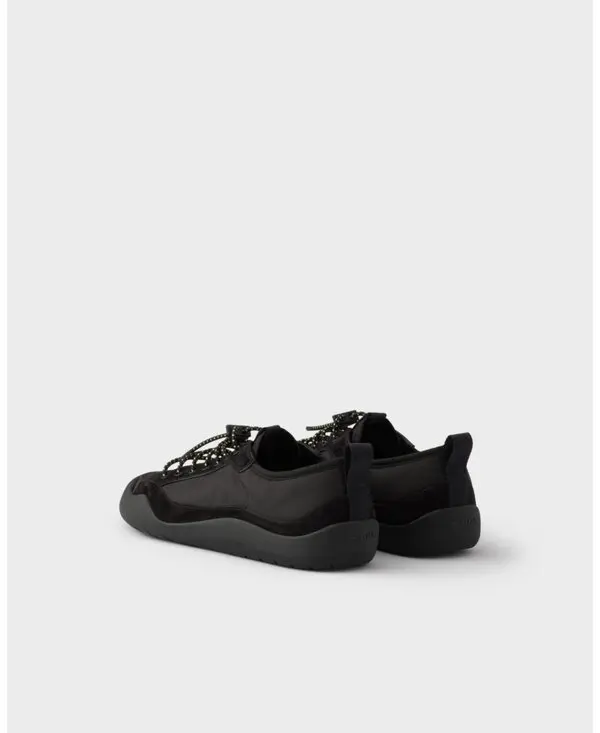 Prada Speedrock Re-nylon And Suede Sneakers - Black