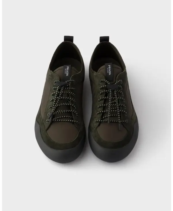 Prada Speedrock Re-nylon And Suede Sneakers - Green