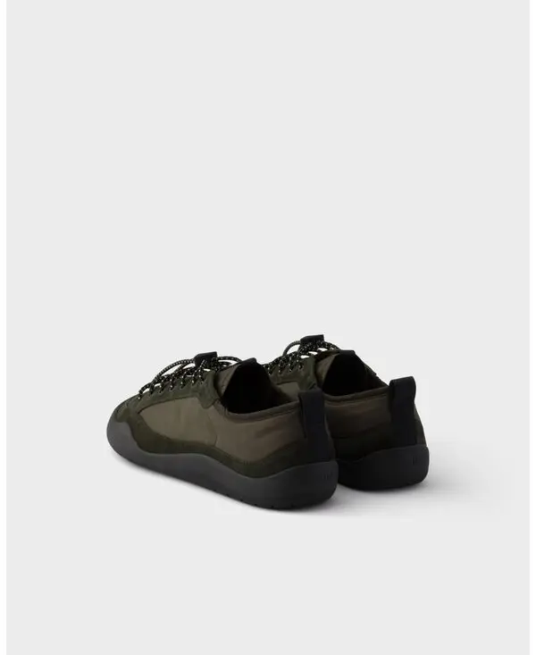 Prada Speedrock Re-nylon And Suede Sneakers - Green