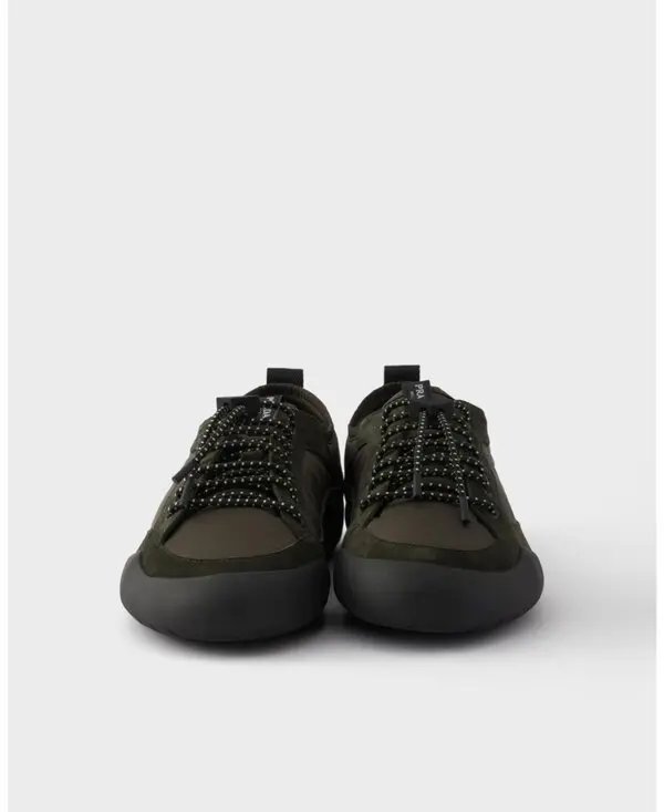 Prada Speedrock Re-nylon And Suede Sneakers - Green